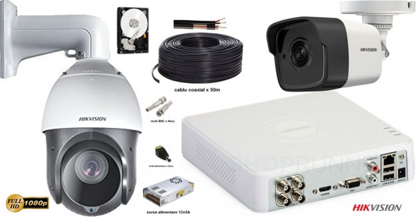 Kit complet supraveghere Hikvision Speed Dome FullHD,IR 100m